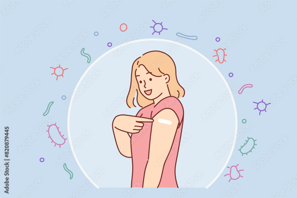 Woman recommends vaccination to improve immunity, stands in cocoon that ...
