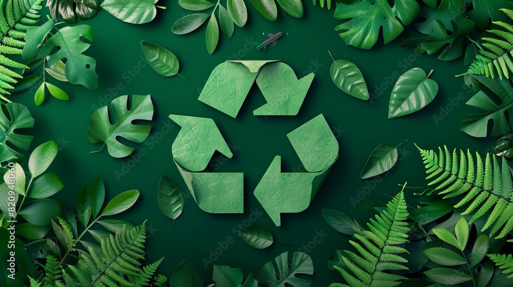 Banner for the main page of the site with a realistic recycling icon ...