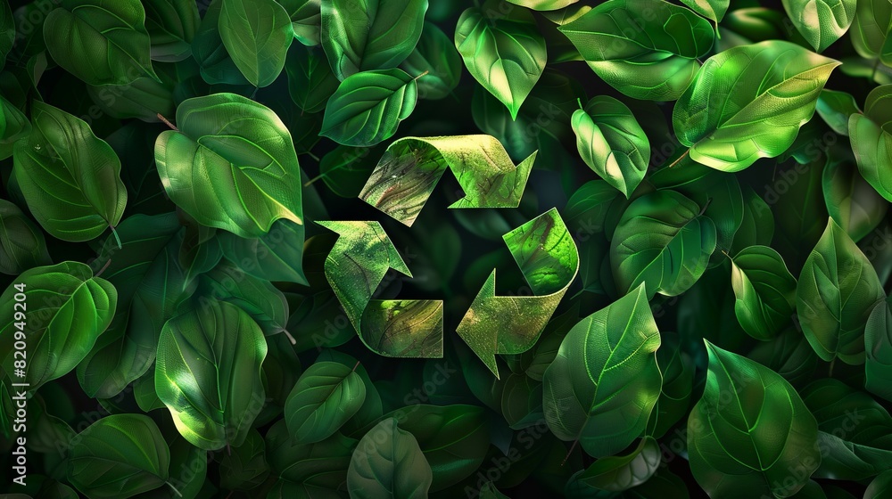 Banner for the main page of the site with a realistic recycling icon ...