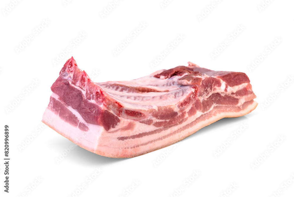 Raw pork belly isolated on white background. Stock Photo | Adobe Stock