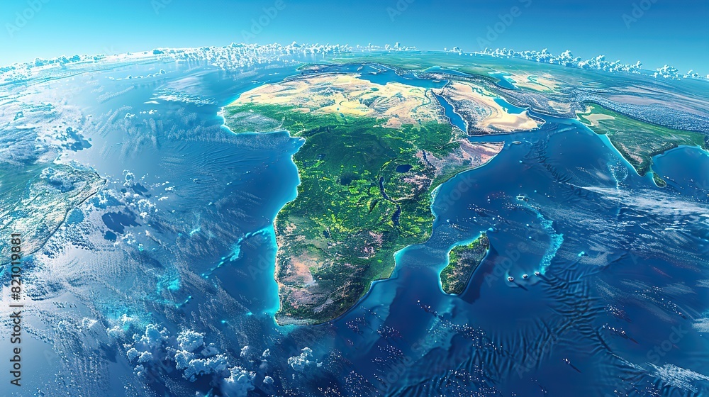 physical map of africa with high resolution details flattened satellite ...