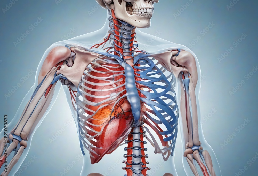 Anatomical Illustration of a Human Skeleton with Muscles, Joints and ...