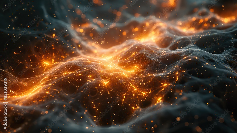 An ethereal digital backdrop features shimmering fiber-optic pathways ...