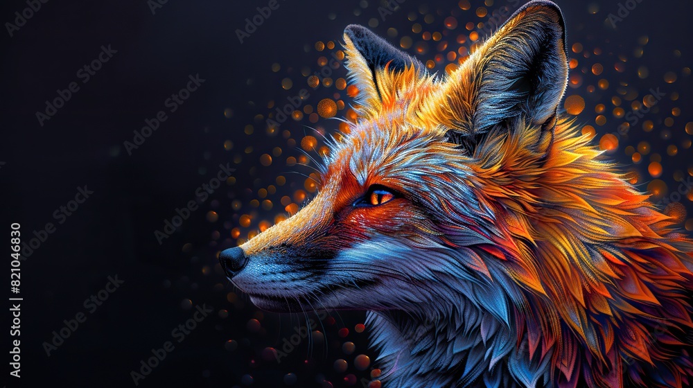 psychedelic fox head with symmetrical mandala shapes animal totem ...