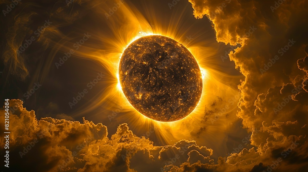 Astronomy Background, Sun in space with intense solar activity ...