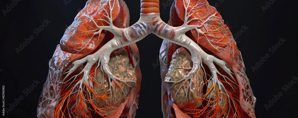 A comprehensive and realistic image of the inner lungs, offering a ...