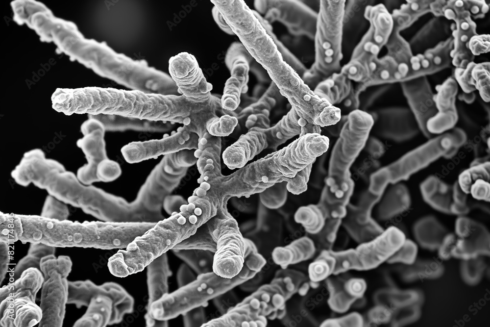 Streptococcus pneumonia bacteria cells. SEM microscopic image Stock ...