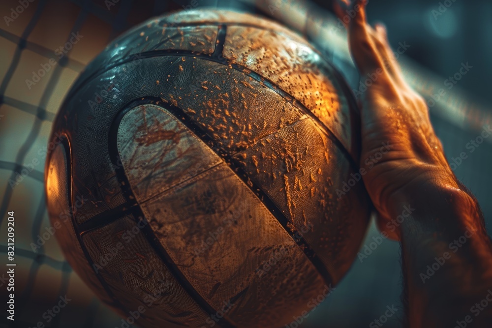 Tense Moment of a Volleyball Spike with Close-Up Detail and Dramatic ...