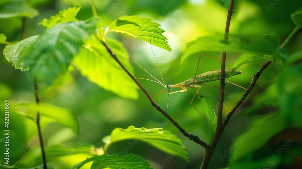 Stick insect blending in with the leaves, almost invisible to the naked ...