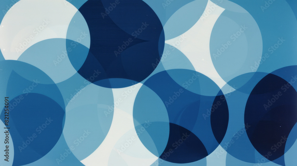 Abstract design with overlapping circles in shades of blue, creating a ...