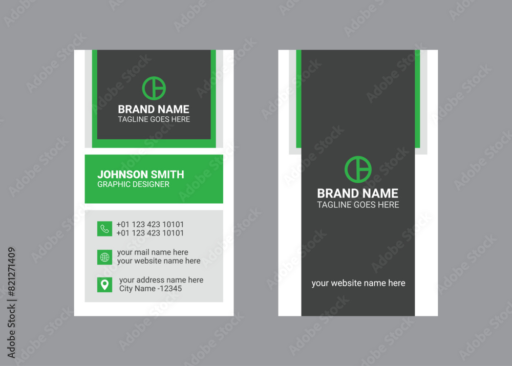 double sided vertical organic business card design template and modern ...