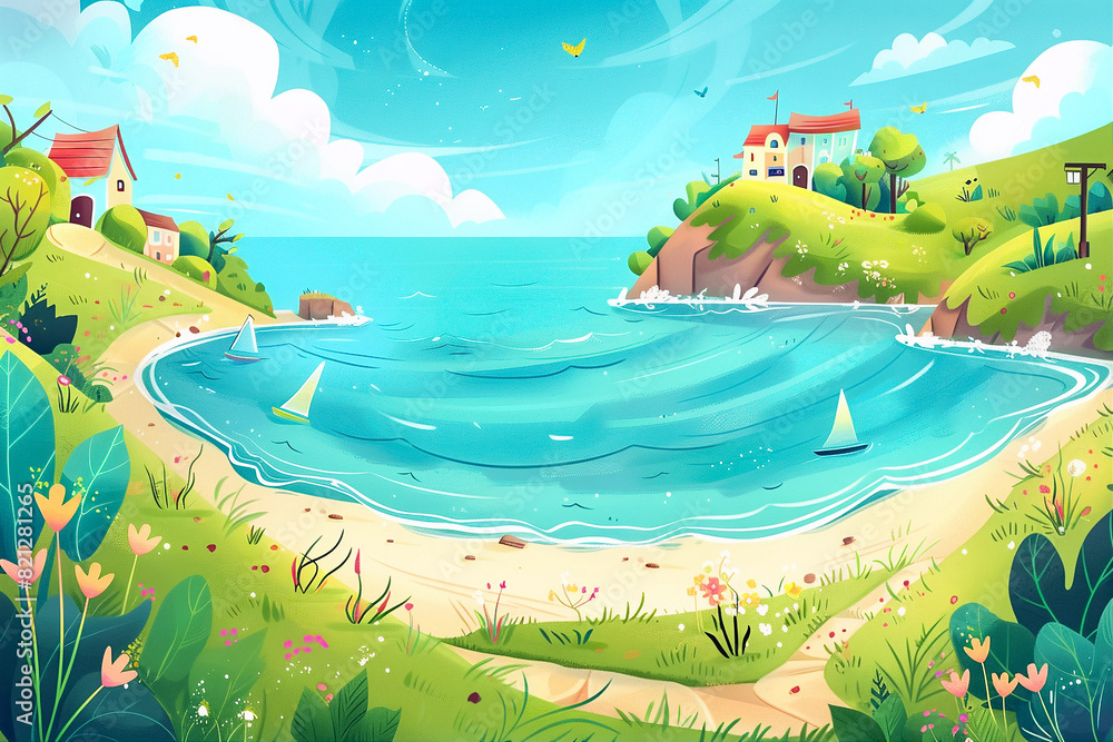 Cartoon background for product preview, backdrop for children's book ...