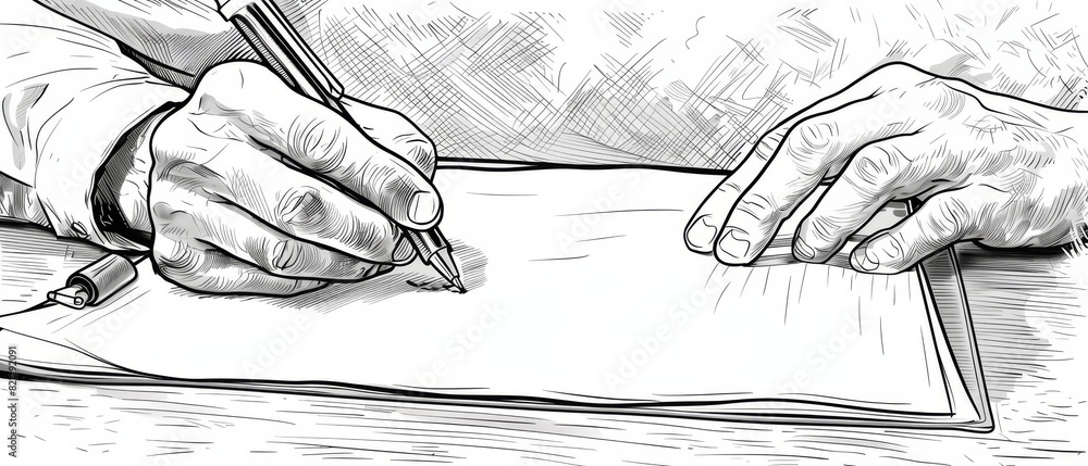Coloring page black and white, hands taking notes, generated with ai ...