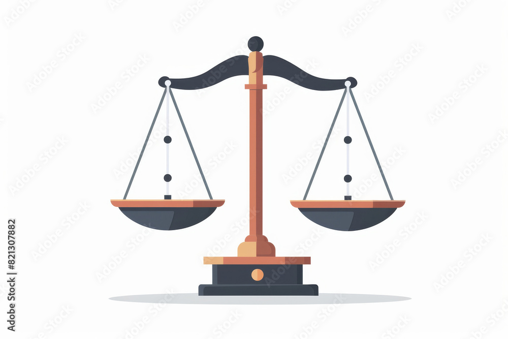 Illustration of balanced justice scales representing equality, fairness ...
