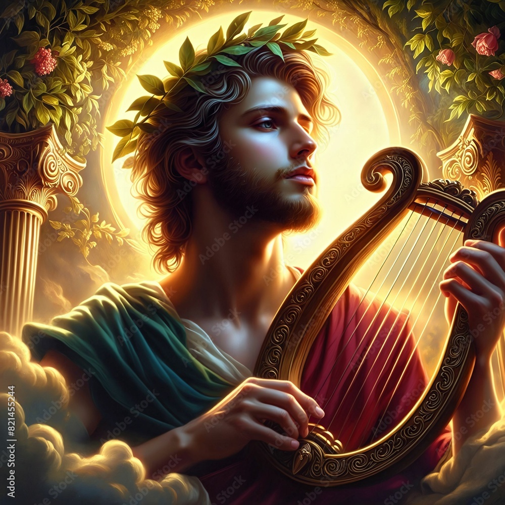 Apollo the Olympian god playing lyre. God of archery, music and dance ...