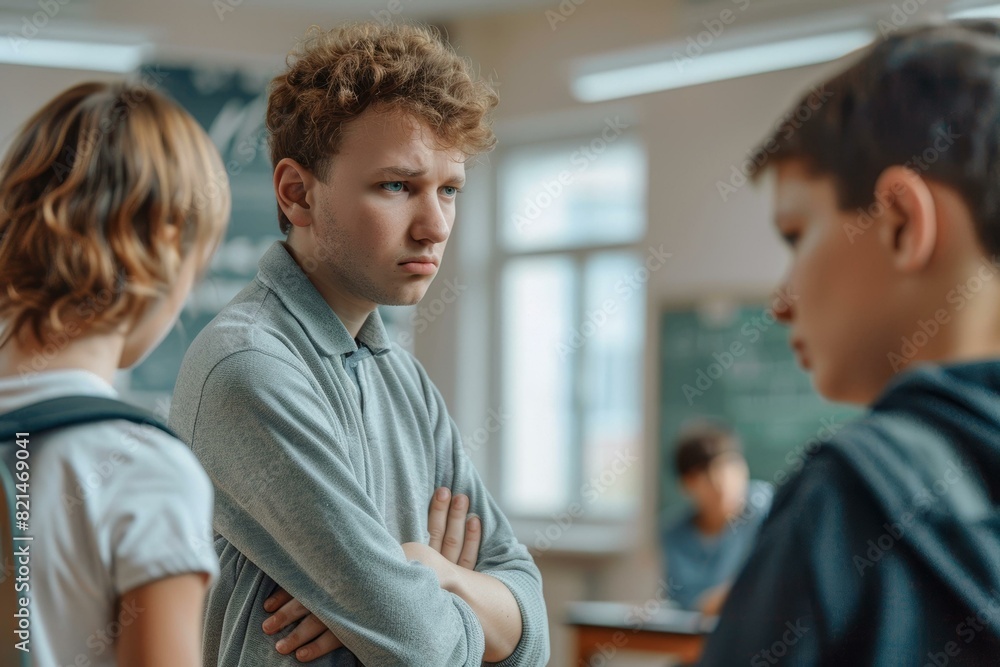 Teenage Boys Arguing in Classroom - School Conflict, Tension Among ...
