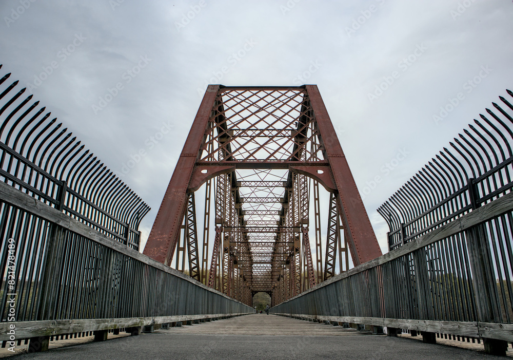 railway trestle bridge detail (steel and wooden crossing over croton ...