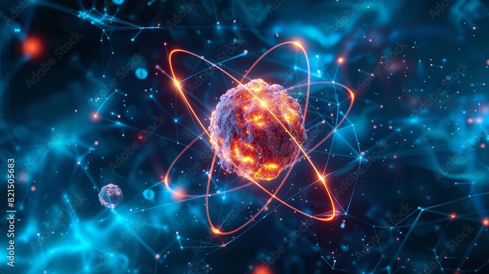 A detailed diagram showing the structure of an atom with labeled ...