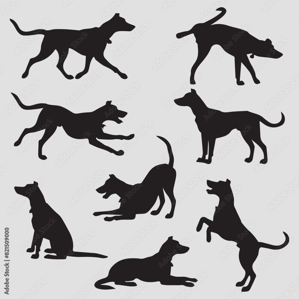 Pack de siluetas de poses de perros vector Stock Vector | Adobe Stock