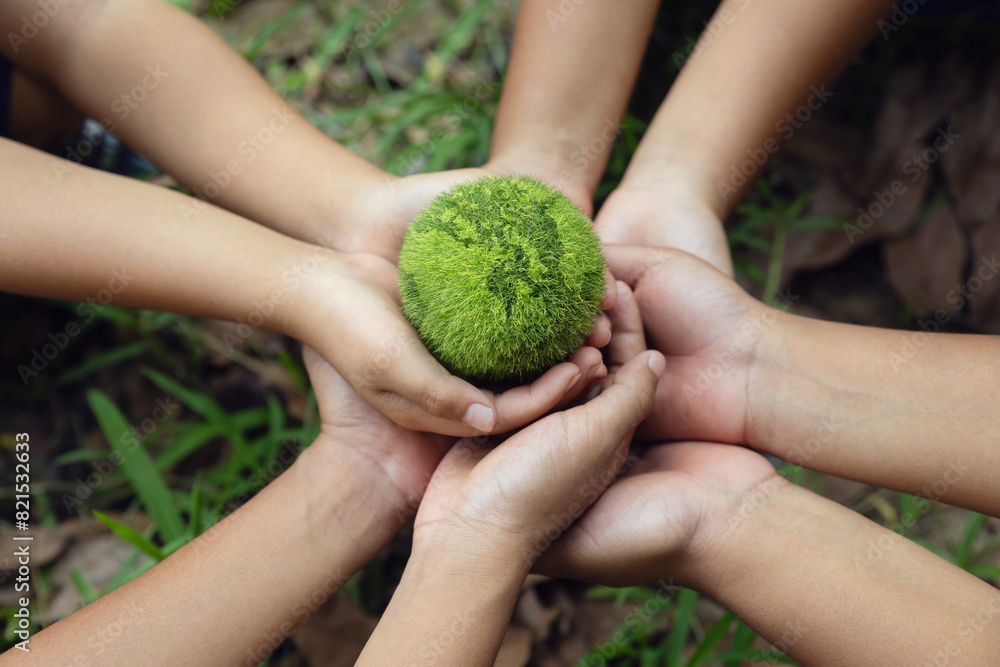 Environment Earth Day In the Children's hands holding green earth ...