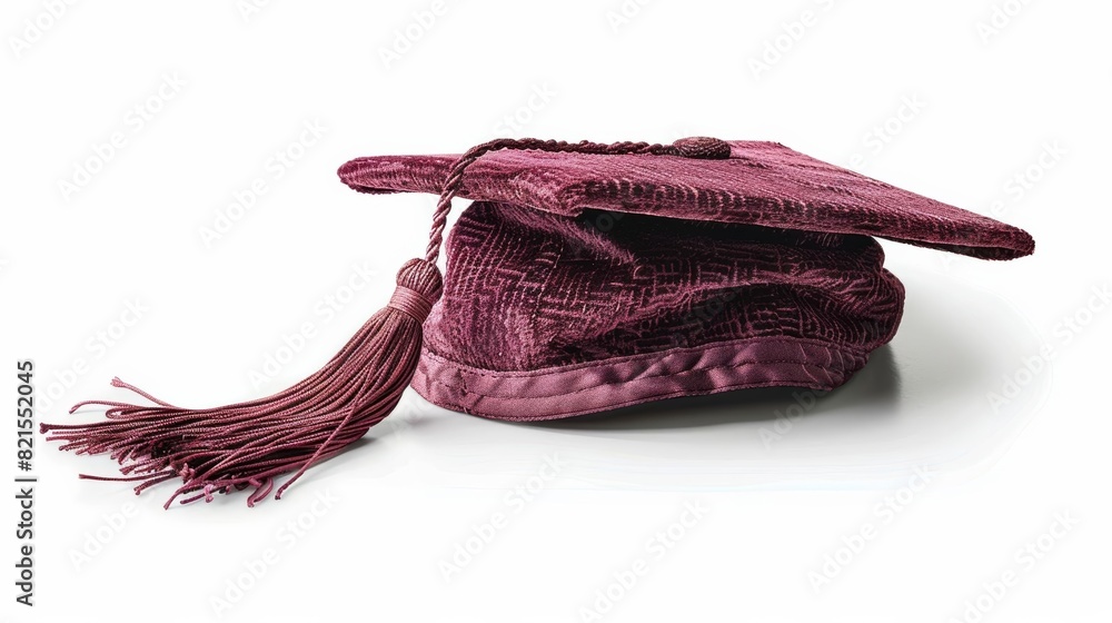 Maroon graduation cap with tassel, isolated on white background Perfect ...