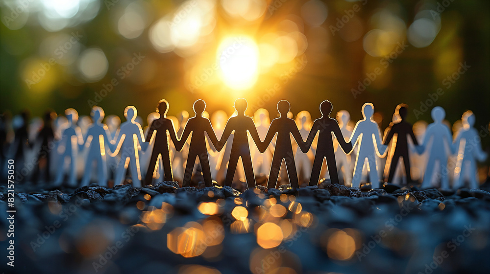 Black and white cutout paper figures, concept of diversity ...