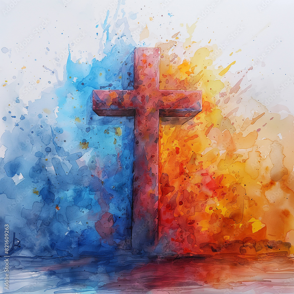 Watercolor Cross. Watercolor illustration for design for Easter ...