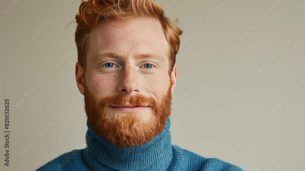 Young adult handsome red haired man portrait, nordic type male model ...