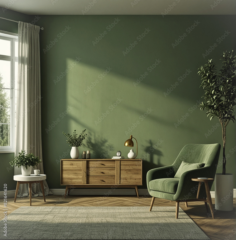 3d rendering, A photo of an empty wall in the living room, the walls ...