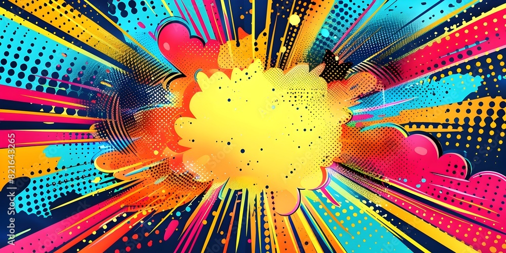 Explosive Pop Art Frame in Vibrant Digital Rendering with Bold Color ...