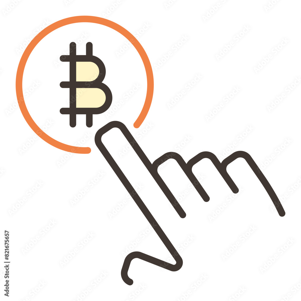 Bitcoin sign and Human Hand vector Blockchain Technology Tapping ...