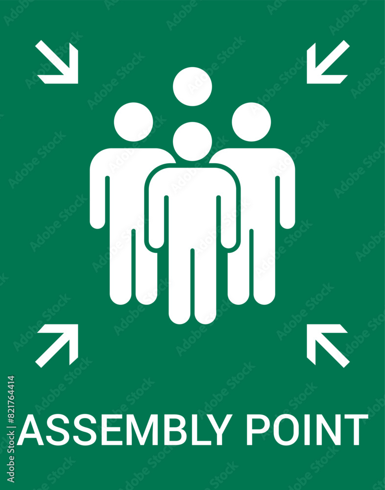 Emergency evacuation assembly point sign. Assembly point icon. Safety ...