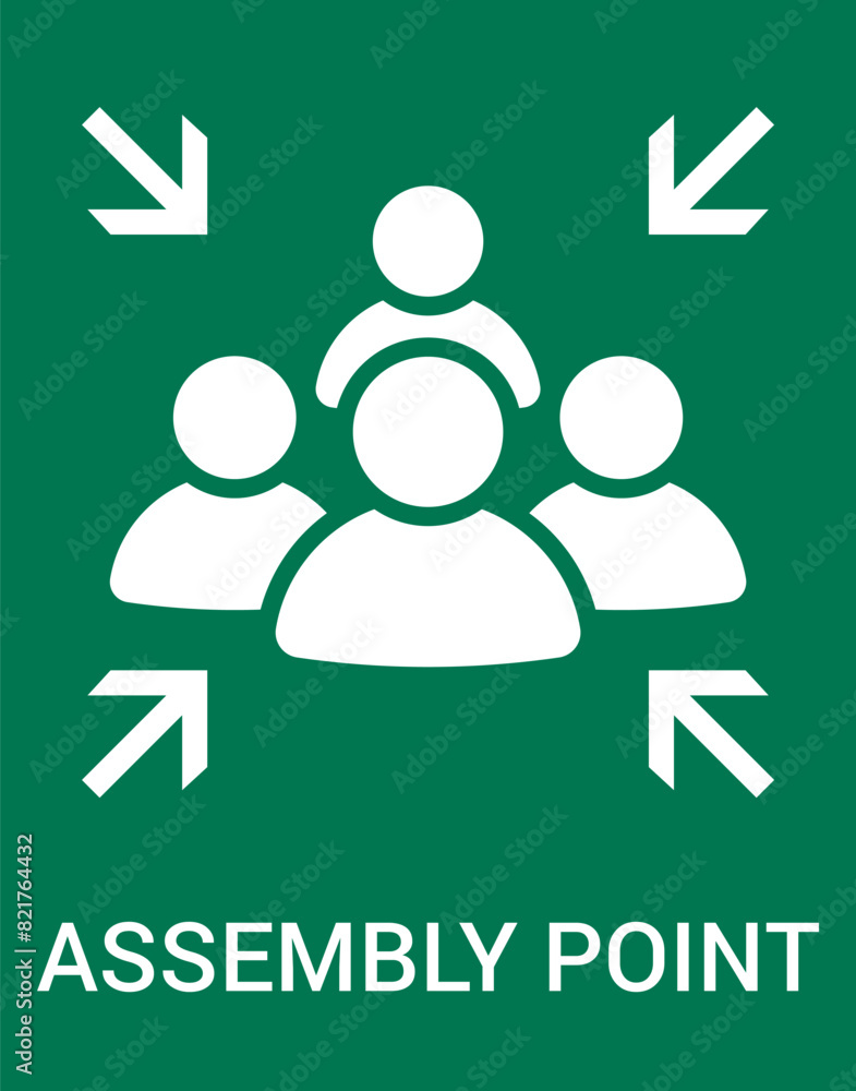 Emergency evacuation assembly point sign. Assembly point icon. Safety ...
