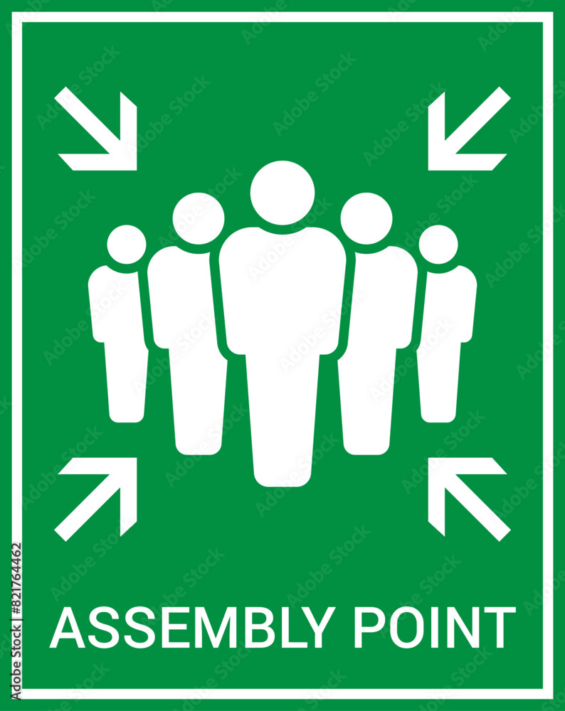 Emergency evacuation assembly point sign. Assembly point icon. Safety ...