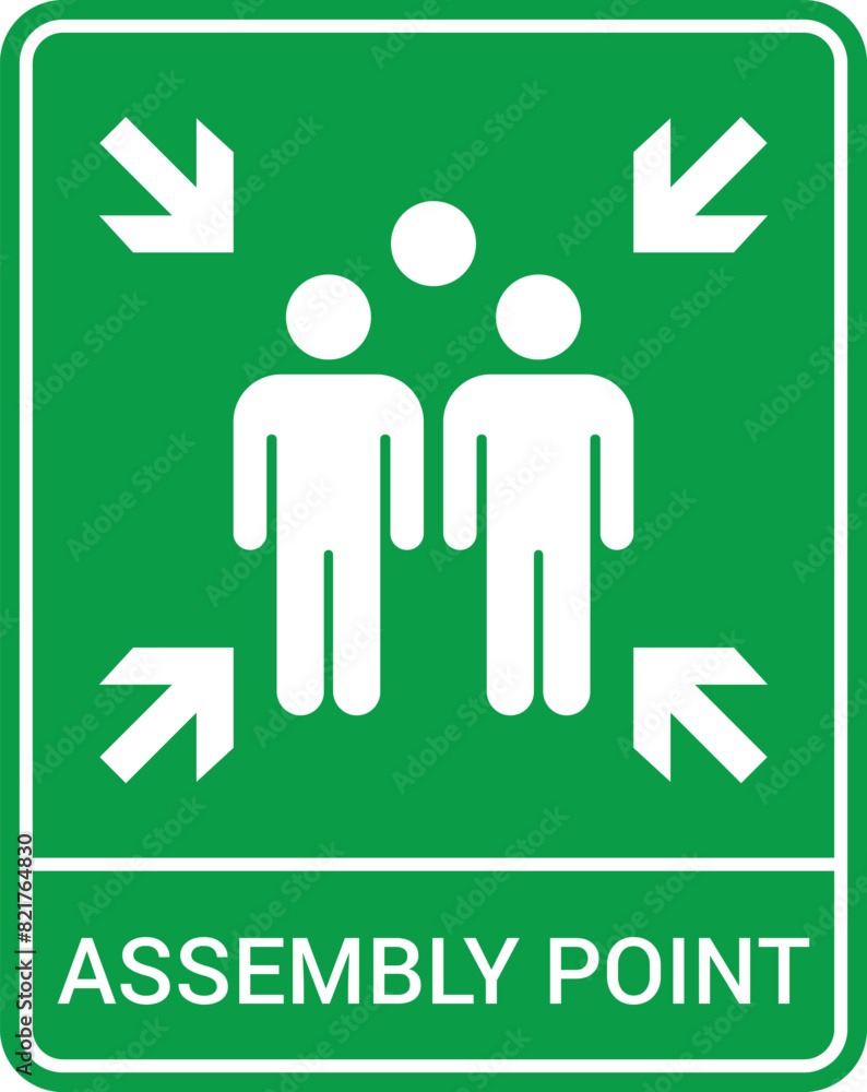 เวกเตอร์ Stock Emergency evacuation assembly point sign. Assembly point ...