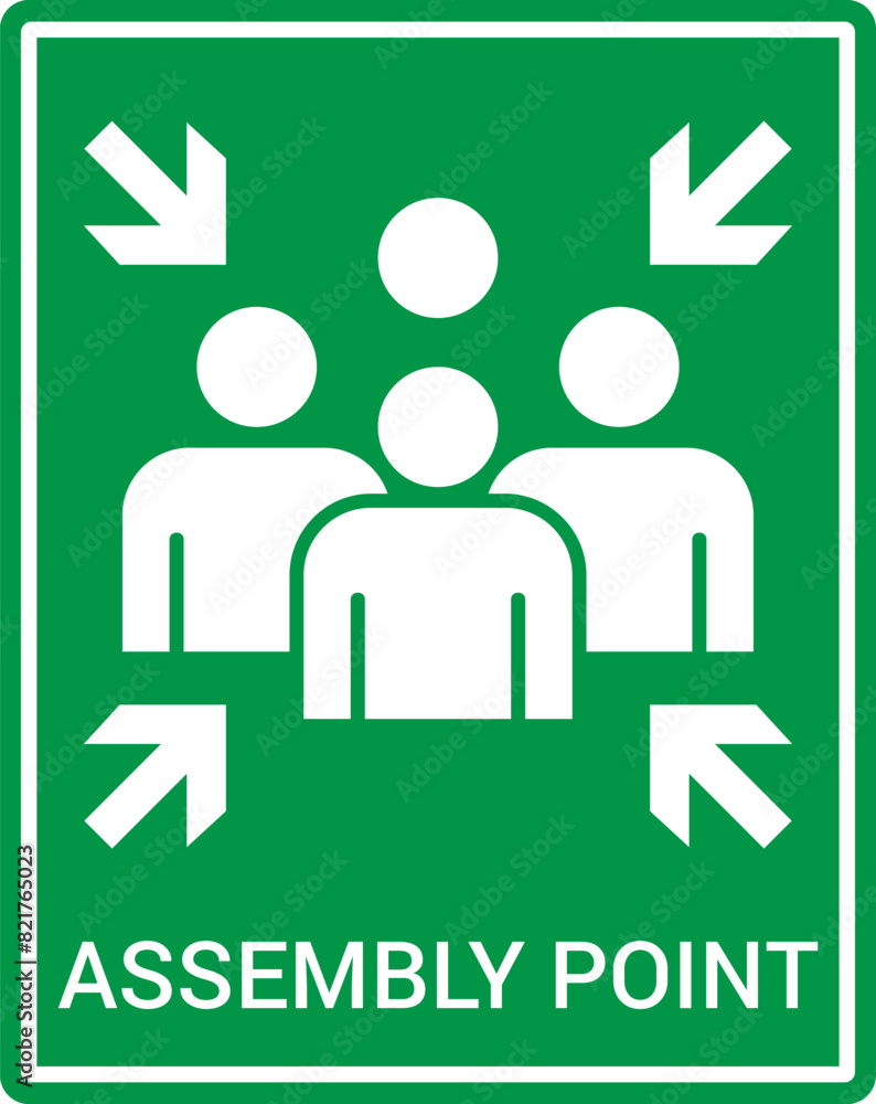 Vector de Stock Emergency evacuation assembly point sign. Assembly ...