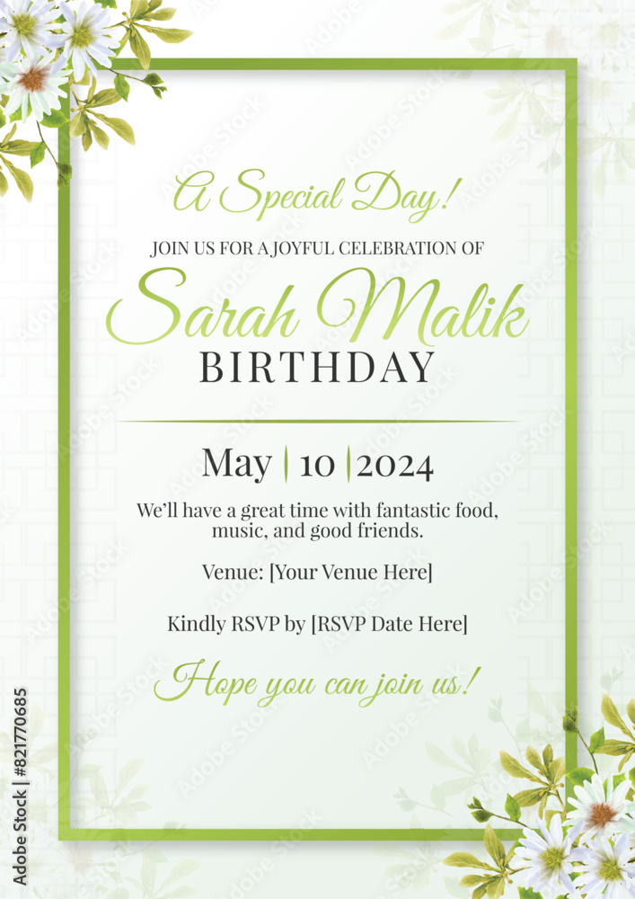 Birthday invitation using modern fonts and trendy colors makes it ...