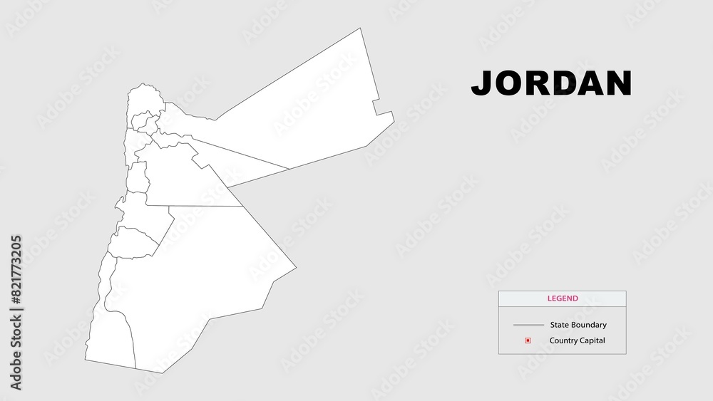 Ilustración de Stock Jordan Map. Outline state map of Jordan. Political ...