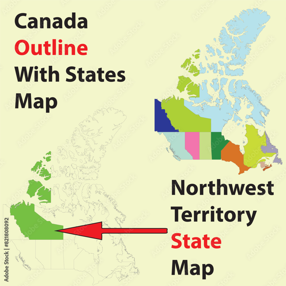 Northwest, Territories, state, map, outline, canada, vector, canada ...