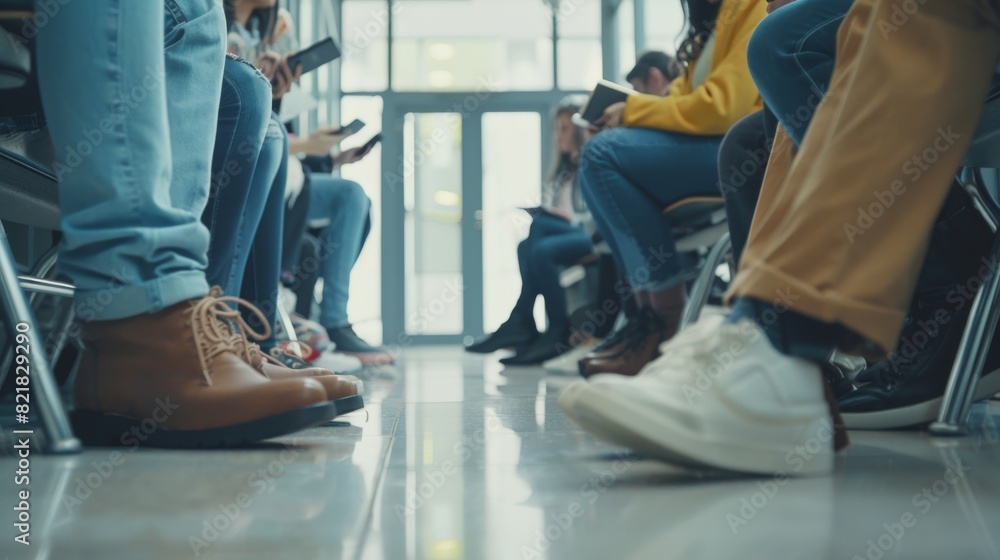 Diverse people waiting for an appointment, interview or work meeting ...