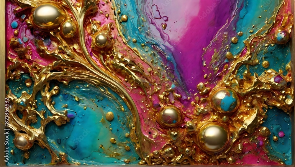 Colorful abstract painting oil and water complex complicated bright ...