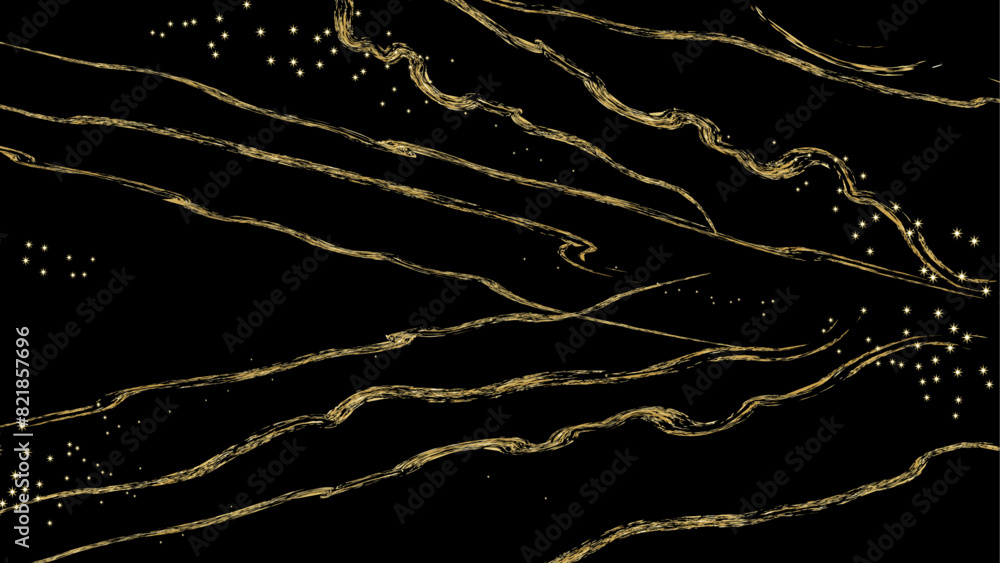 Glitter golden star and lightwave. Golden Holiday banner with glow particle. Sparkle gold bokeh ...