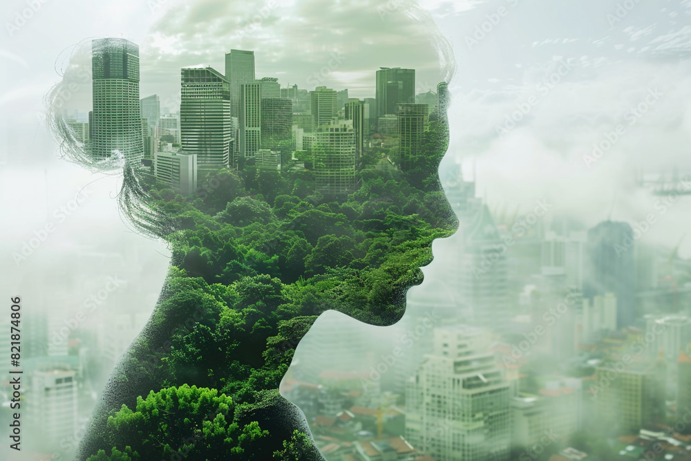 Sustainable environment concept The image depicts human thinking towards preserving nature ...