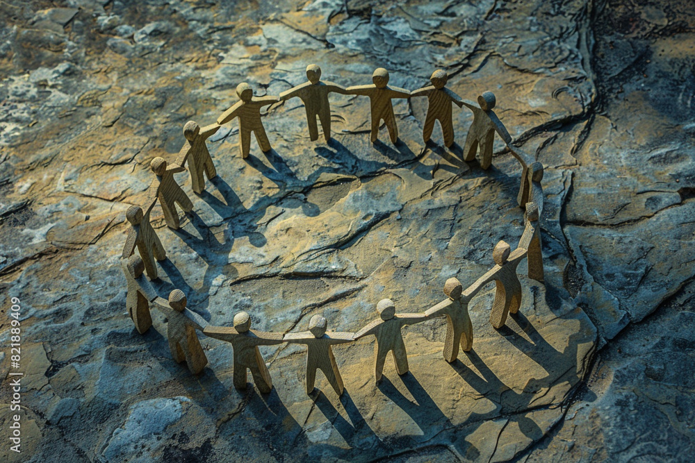 Team Dynamics, A circle of abstract figures, holding hands ...