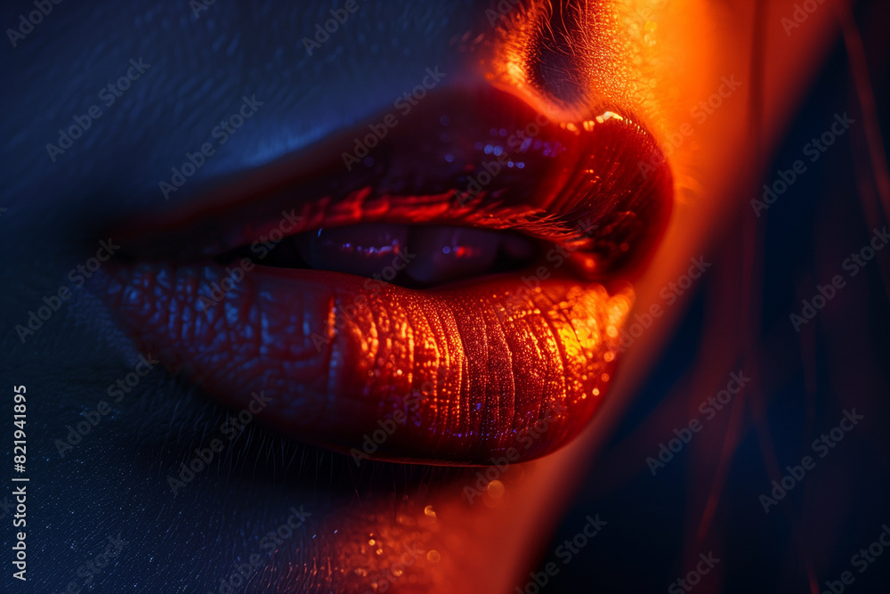Macro portrait wallpaper of a pair of lips, emphasizing natural texture ...