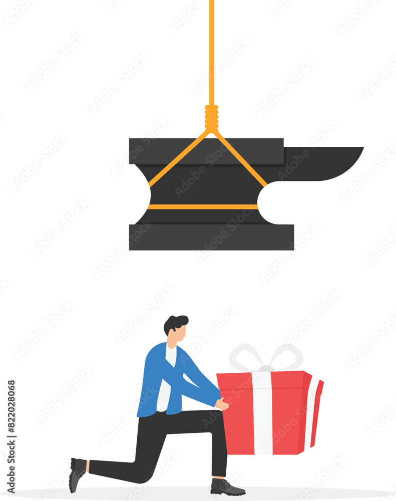 rope trap with gift box with free sign, Businessman and Rope trap ...