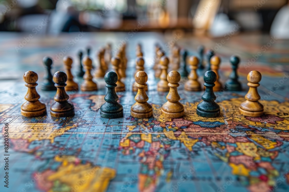 Global chess strategy: world map with chess pieces Stock Photo | Adobe ...