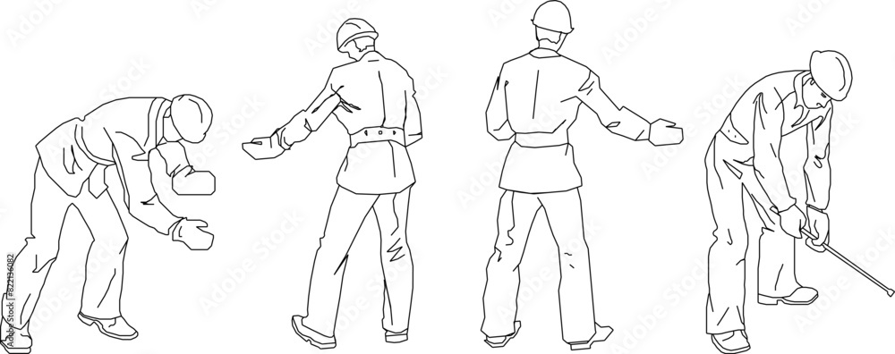 vector illustration sketch design drawing of mason workers for ...