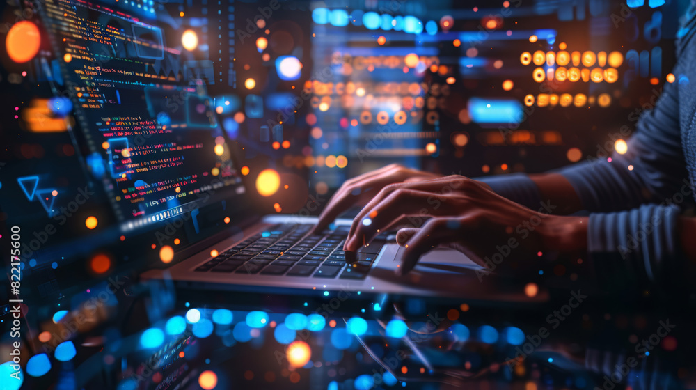 Digital technology, global internet network, Ai Artificial intelligence, big data concept ...