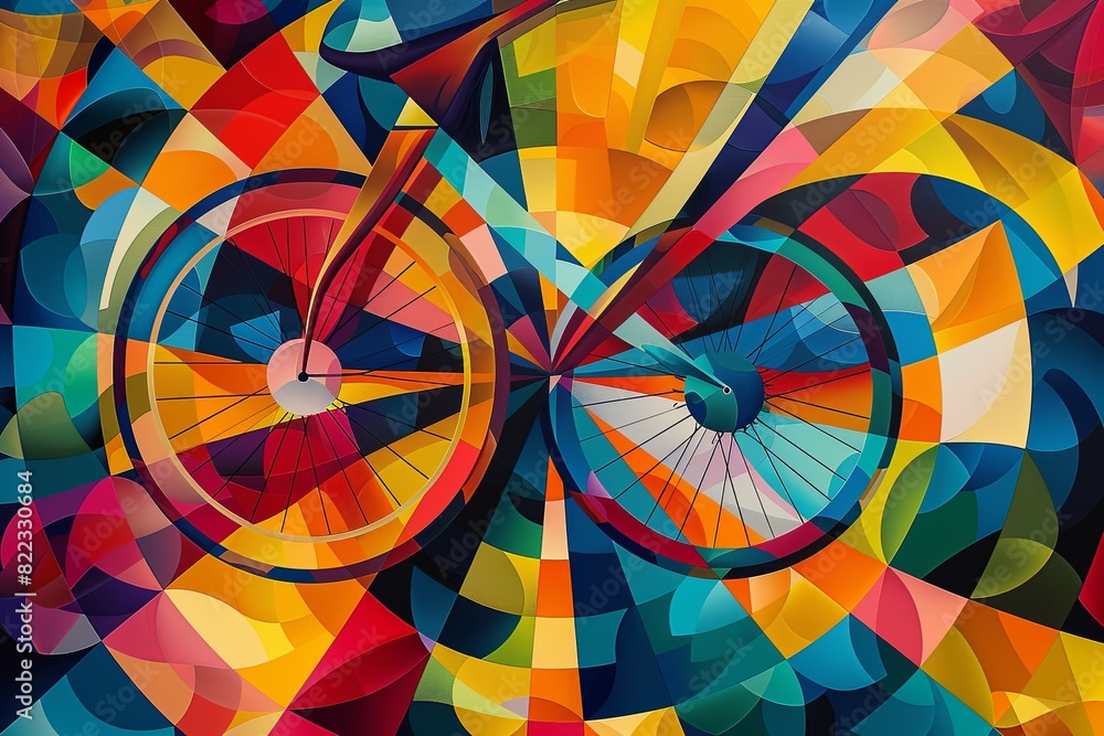World Bicycle Day Poster, Abstract: Wheel of Freedom: A large, circular ...